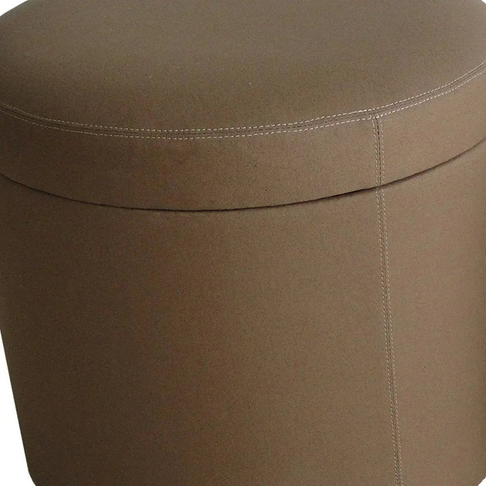 1" Tan Faux Leather Round Storage - NOBLE HOME INTERIORS