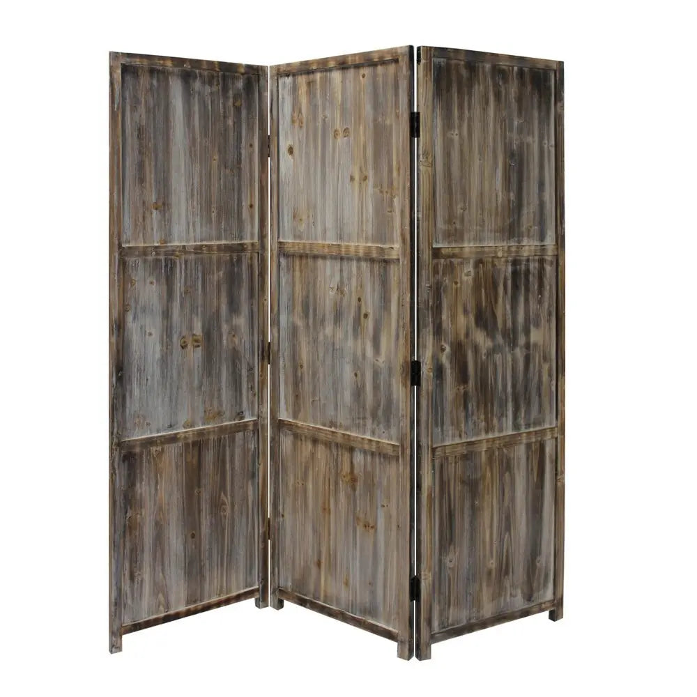 1" x 63" x 72" Brown 3 Panel Solid Wood Fortress Screen - NOBLE HOME ...