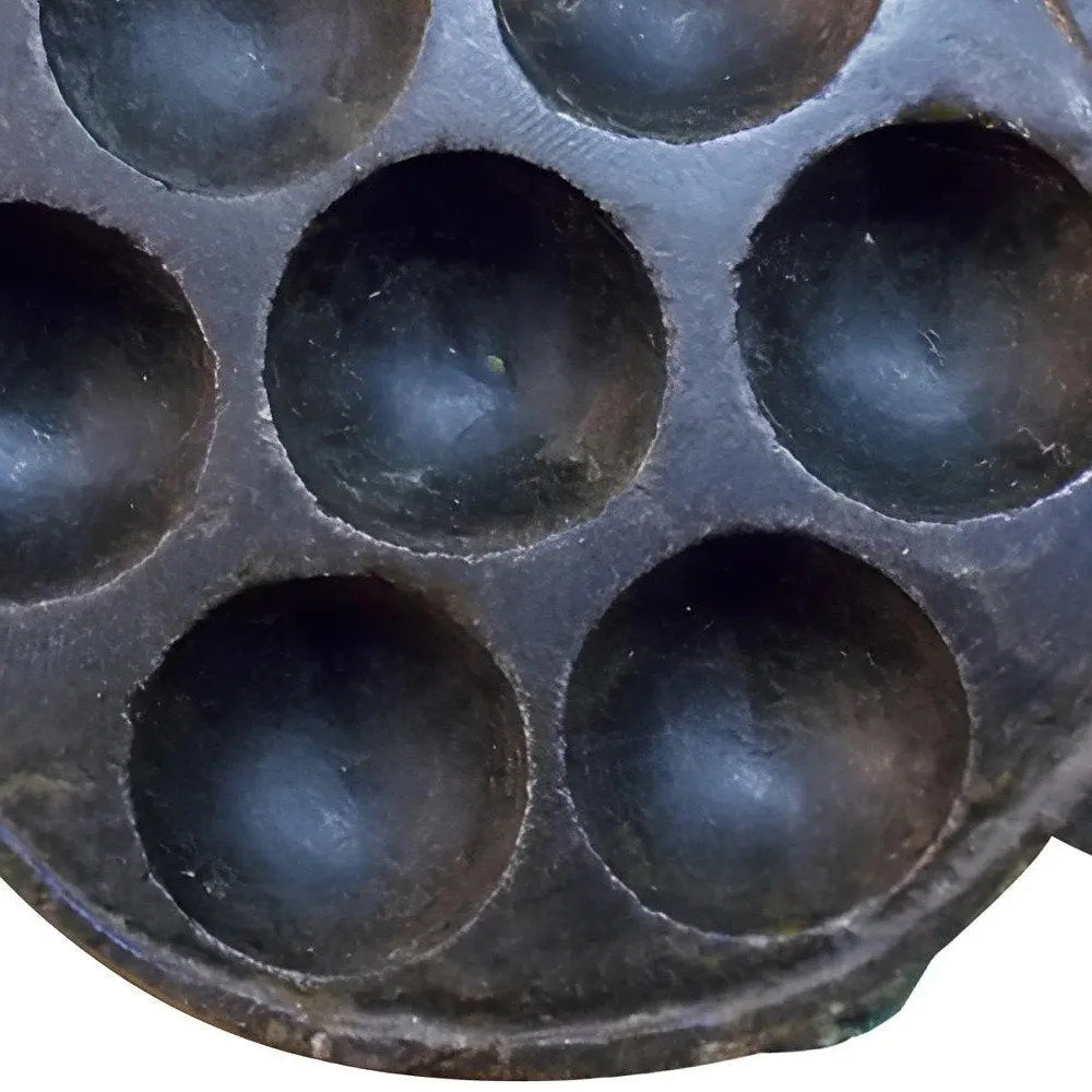 10" Black Cement Seven Tealight Round Candle Holder - NOBLE HOME INTERIORS